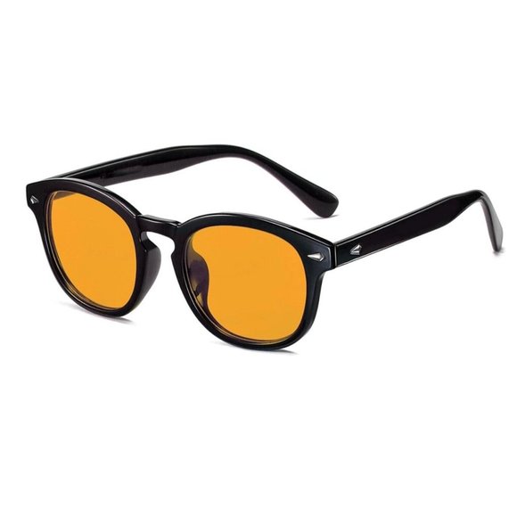Street Knitted | Accessories | Orange Tint Lens Round Black Frame ...